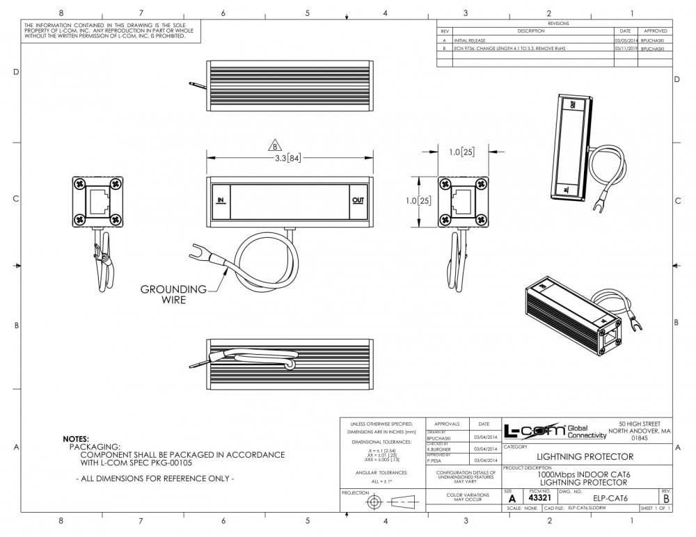 L-com ELP-CAT6 technical document page