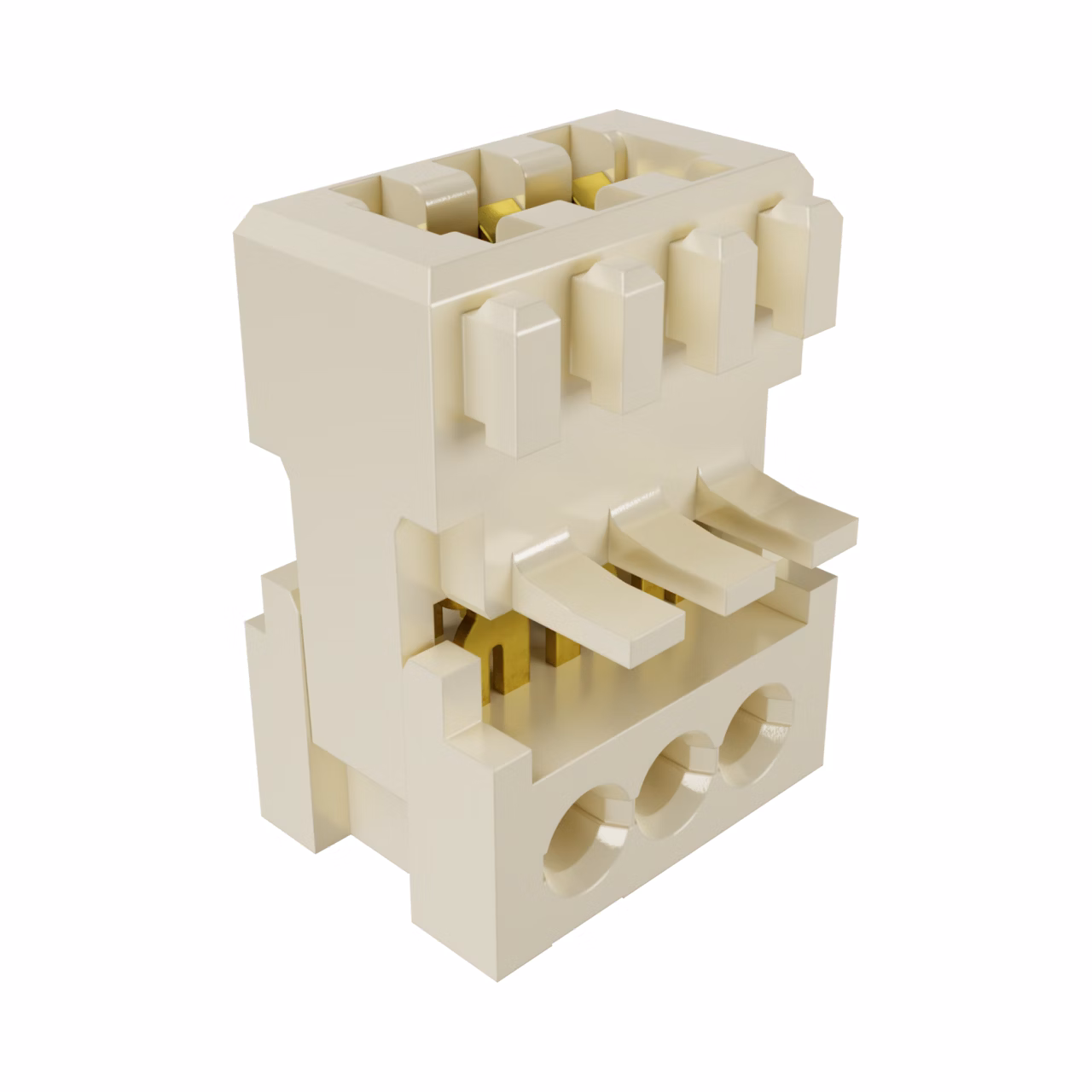 Appli-Mate RAST 2.5 Connector, 2.50mm Pitch, Female, 4 Circuits, No Position Keys Removed, Polarizing Rib Between 2/3, 1 Closed and 1 Open Endwall, Tin Plating