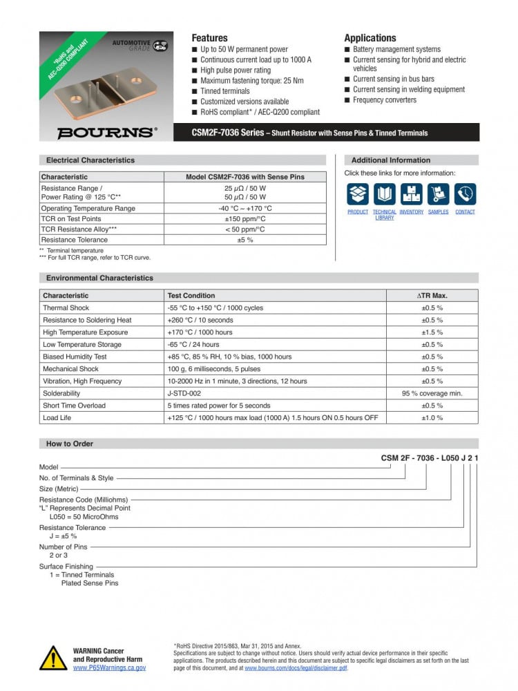 BOURNS CSM2F-7036 datasheet page 1