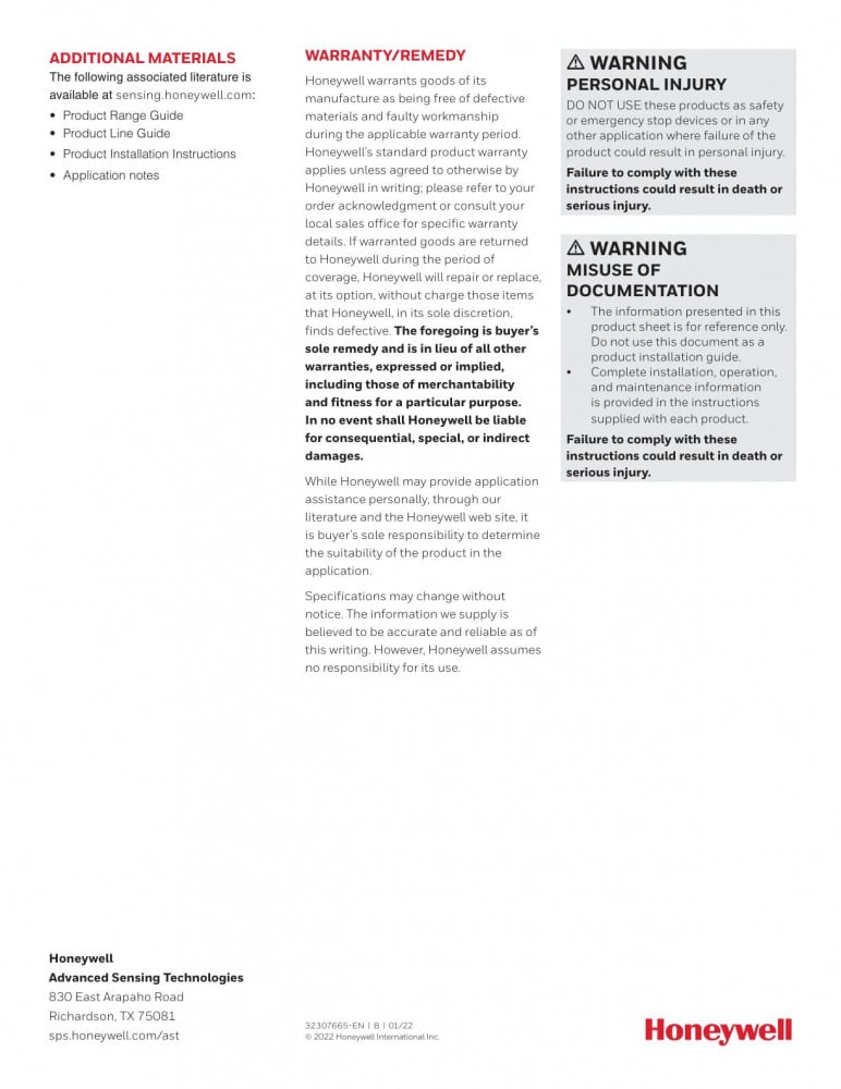 Honeywell RTY RTP datasheet page 9