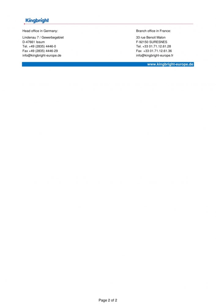 Kingbright KPT-1608ZGCK technical document page 2