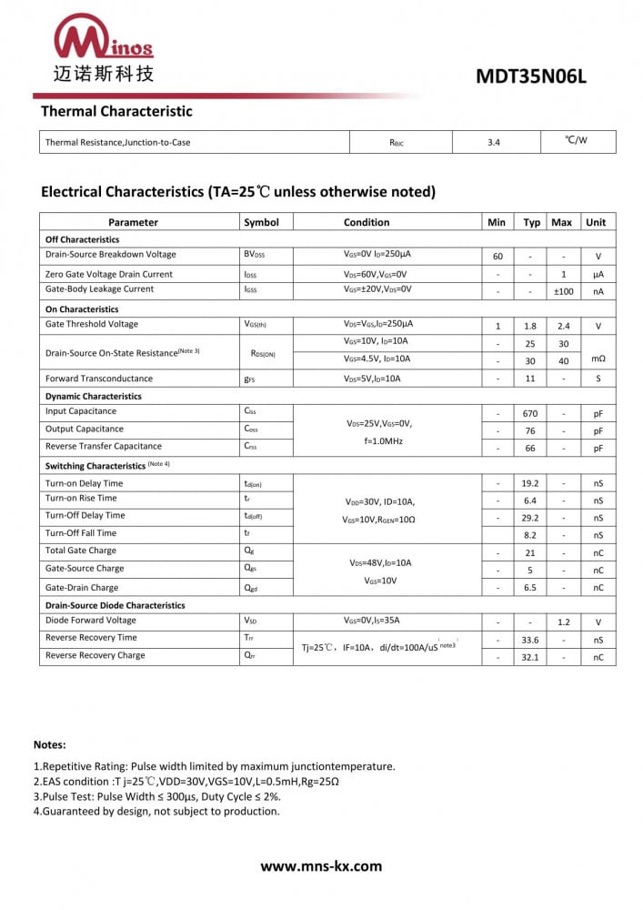 MDT35N06L datasheet page 2