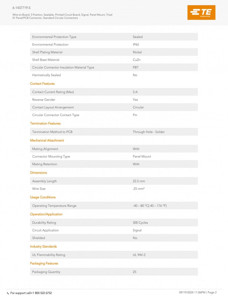 TE Connectivity document page 2