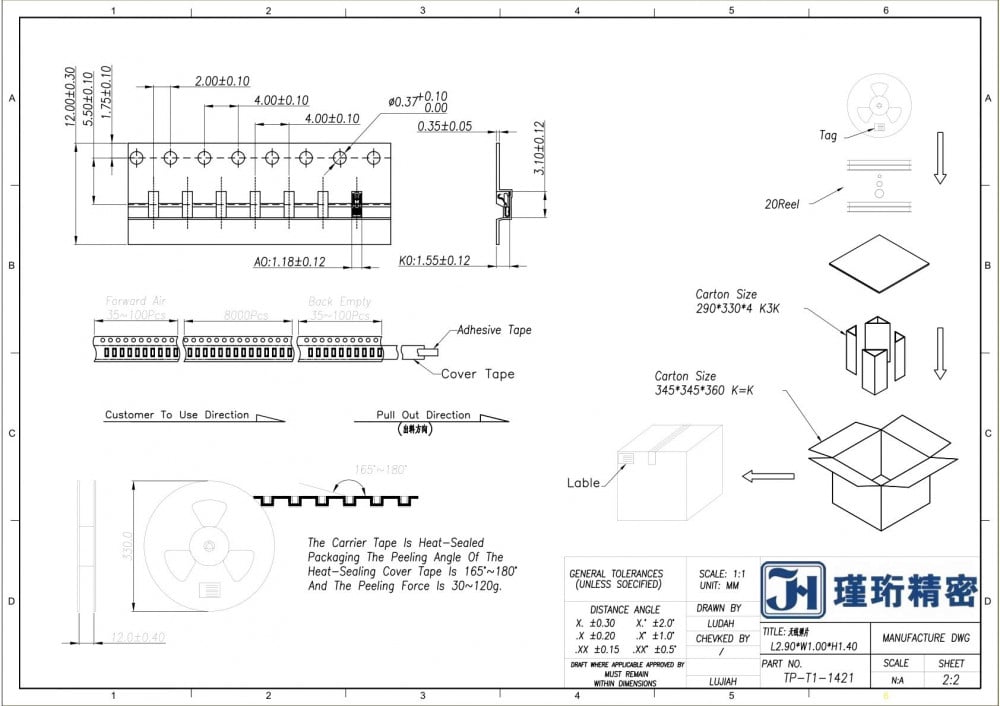 JINHENG TP-T1-1421 technical document page 2