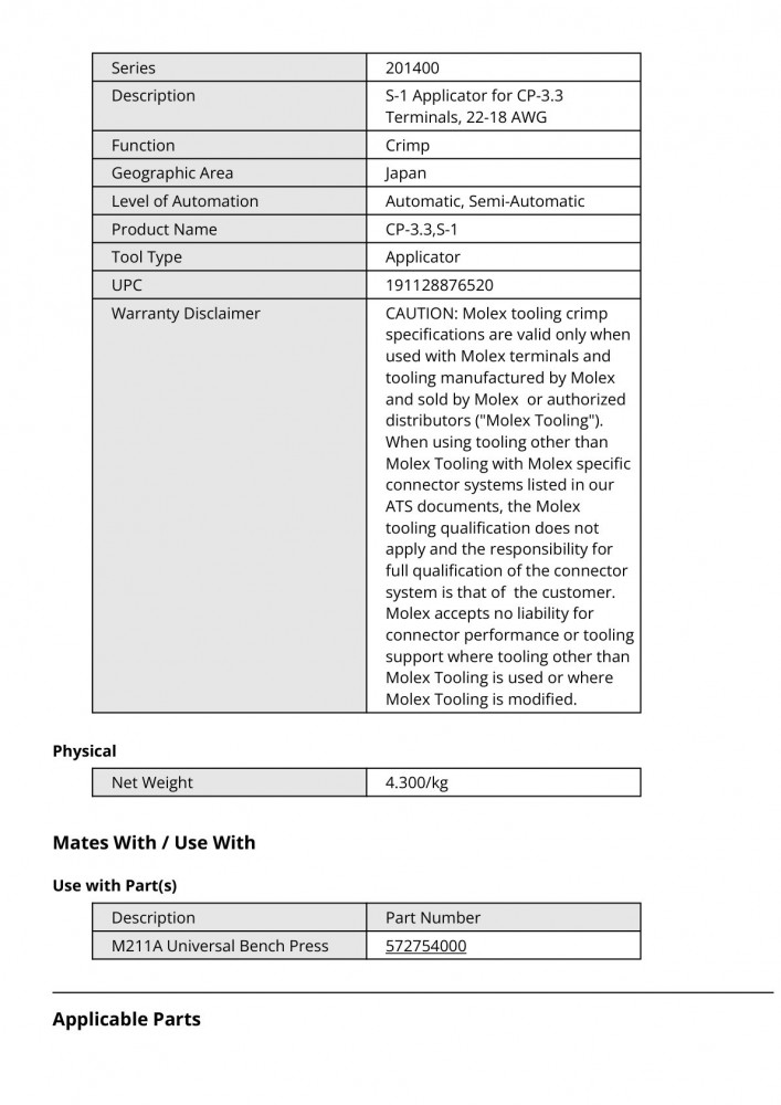 Product document image 2 for Molex 2014003700