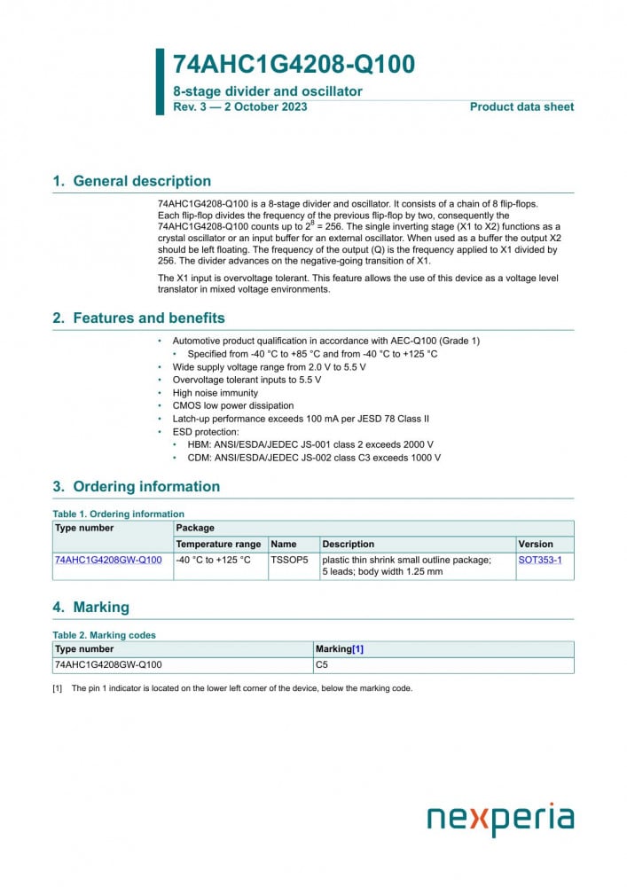 74AHC1G4208GW-Q10H datasheet page 1