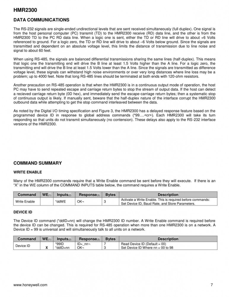 HMR2300 technical document page 7