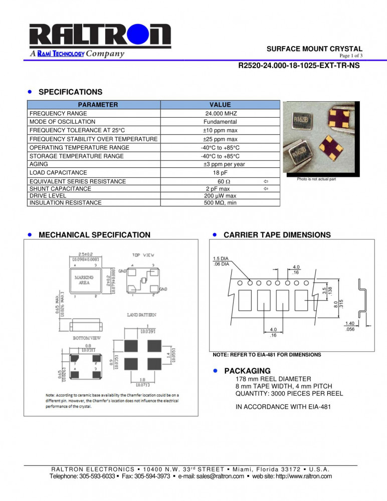 R2520 series datasheet page 1