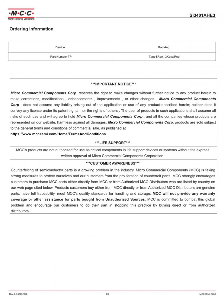 SI3401AHE3-TP datasheet page 4