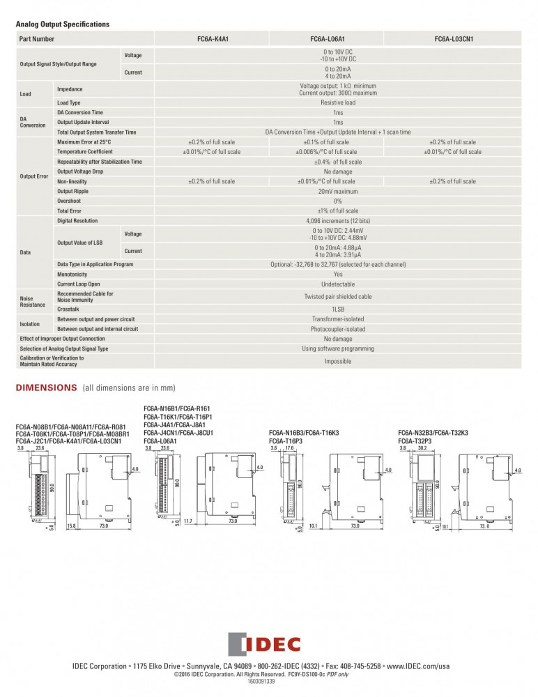 FC6A analog I/O module documentation page 4