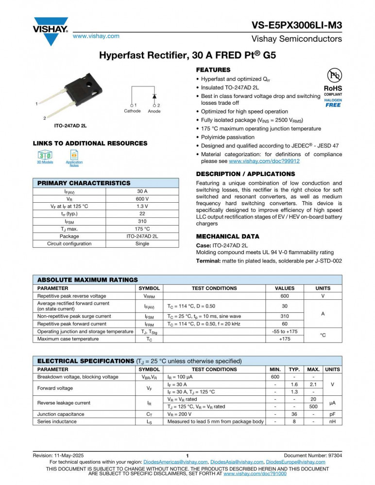 VS-E5PX3006LI-M3 datasheet page 1