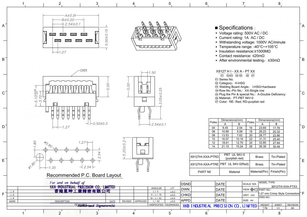 X9127HI-14A-PTRE technical drawing page 1