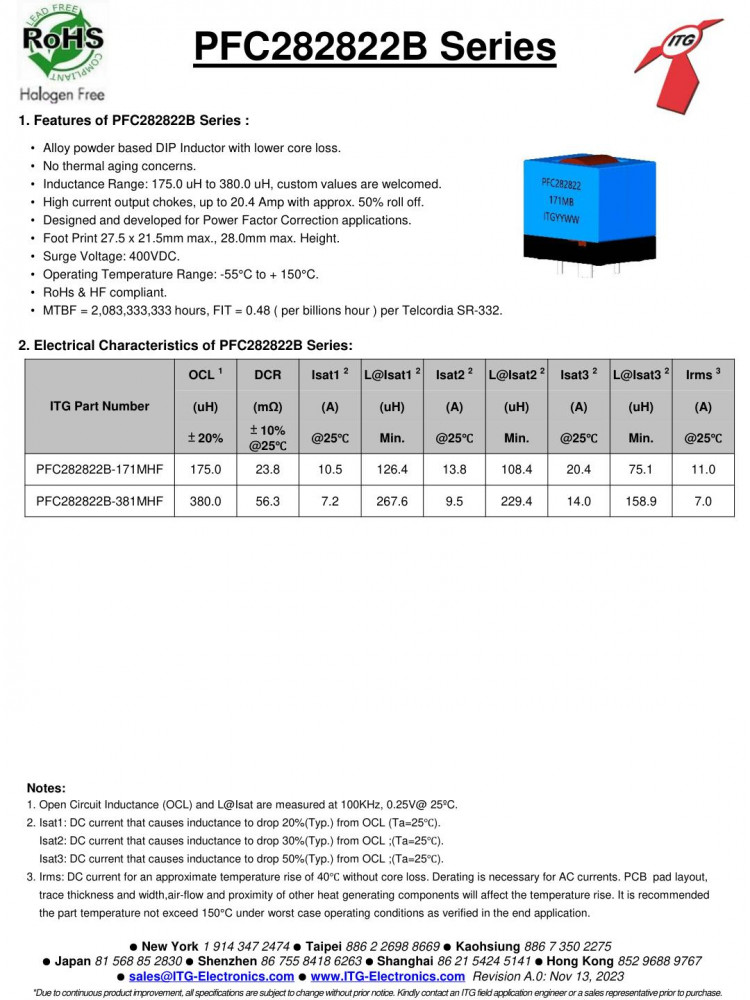 PFC282822B technical document, page 1