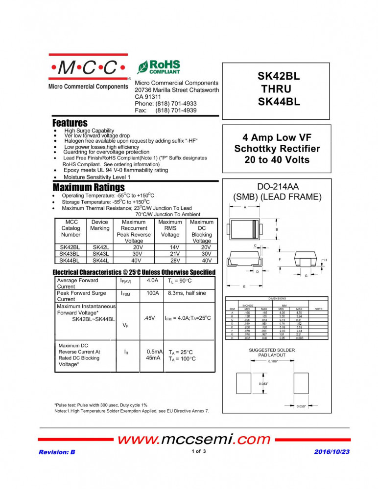 SK44BL-TP datasheet page 1