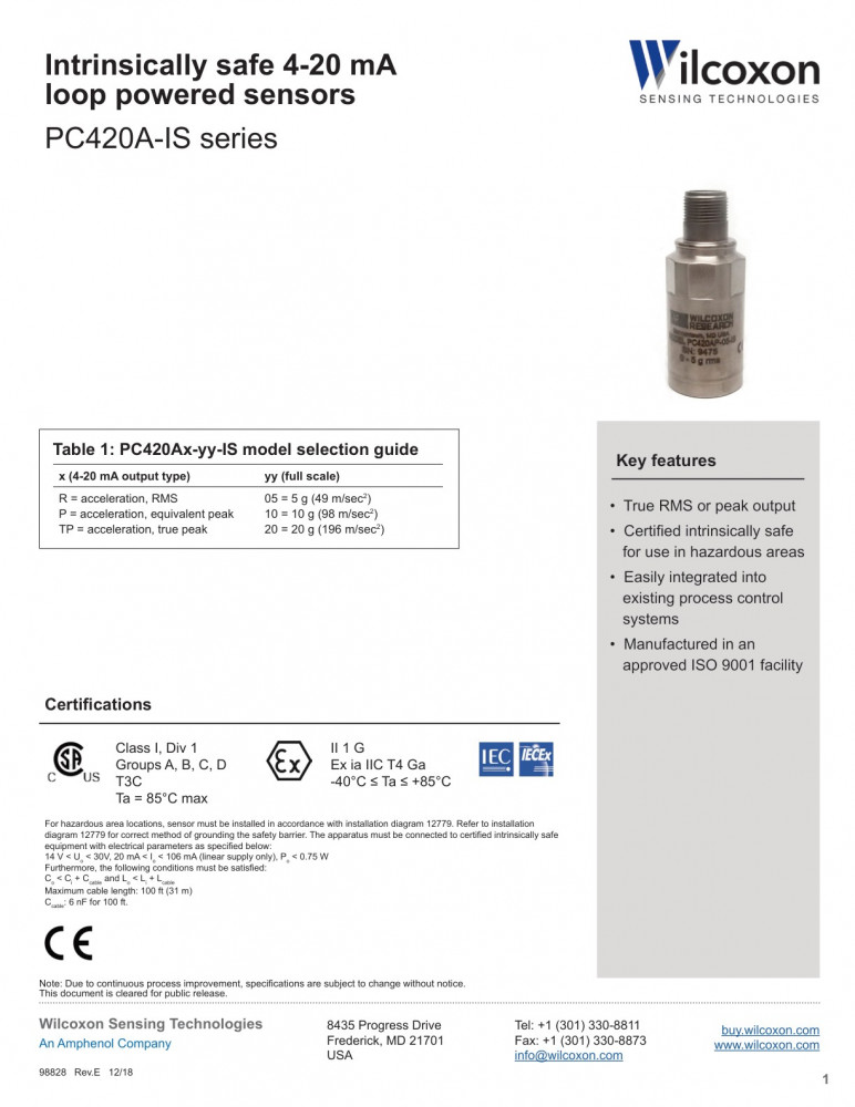 PC420A-IS series datasheet page 1