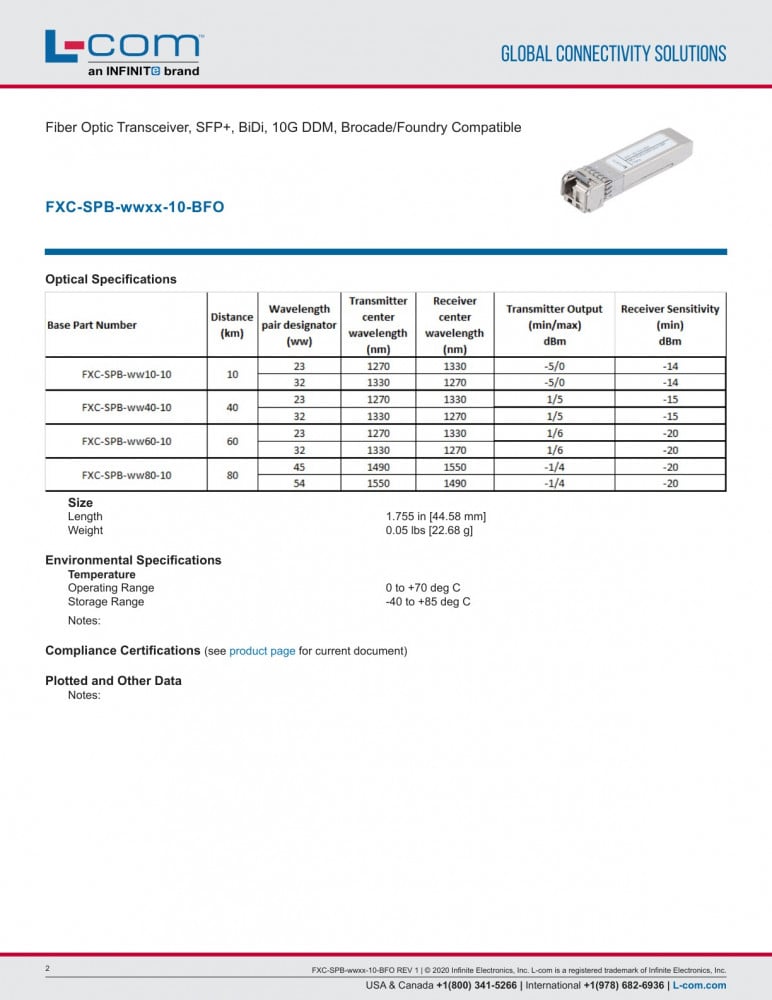 FXC-SPB-5480-10-BFO datasheet page 2