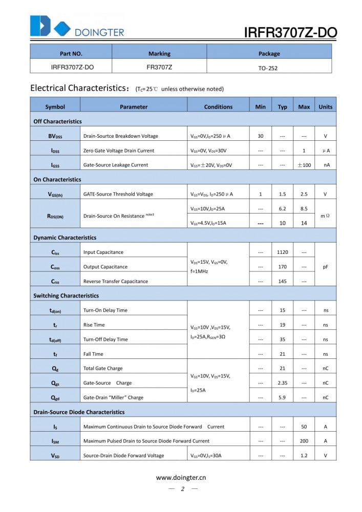 IRFR3707Z-DO datasheet page 2
