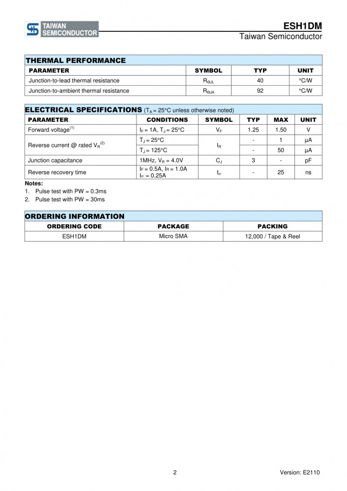 ESH1DM technical document page 2
