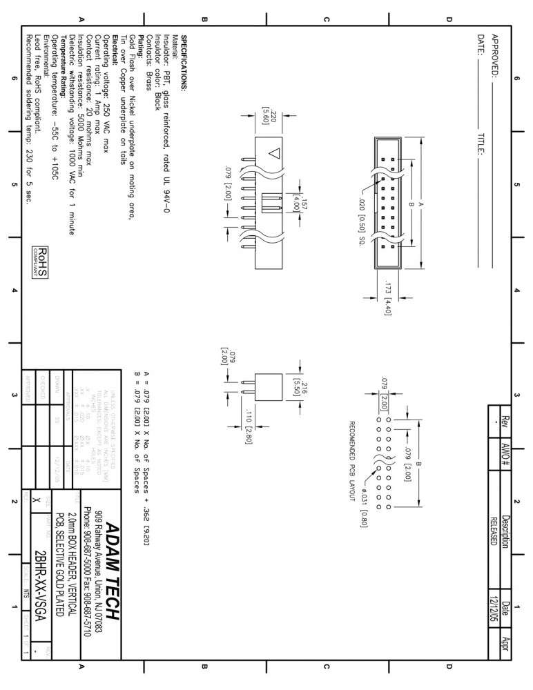 ADAM TECH 2BHR-XX-VSGA technical drawing preview