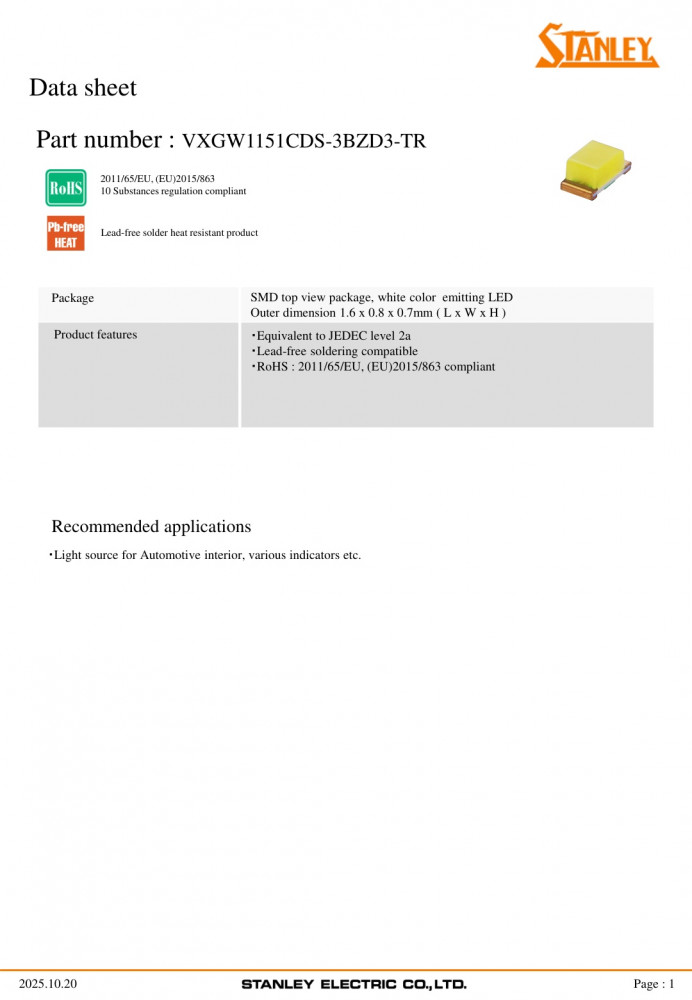 VXGW1151CDS-3BZD3 datasheet page 1