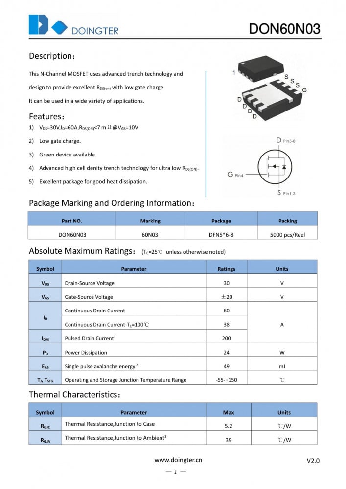DON60N03 datasheet page 1