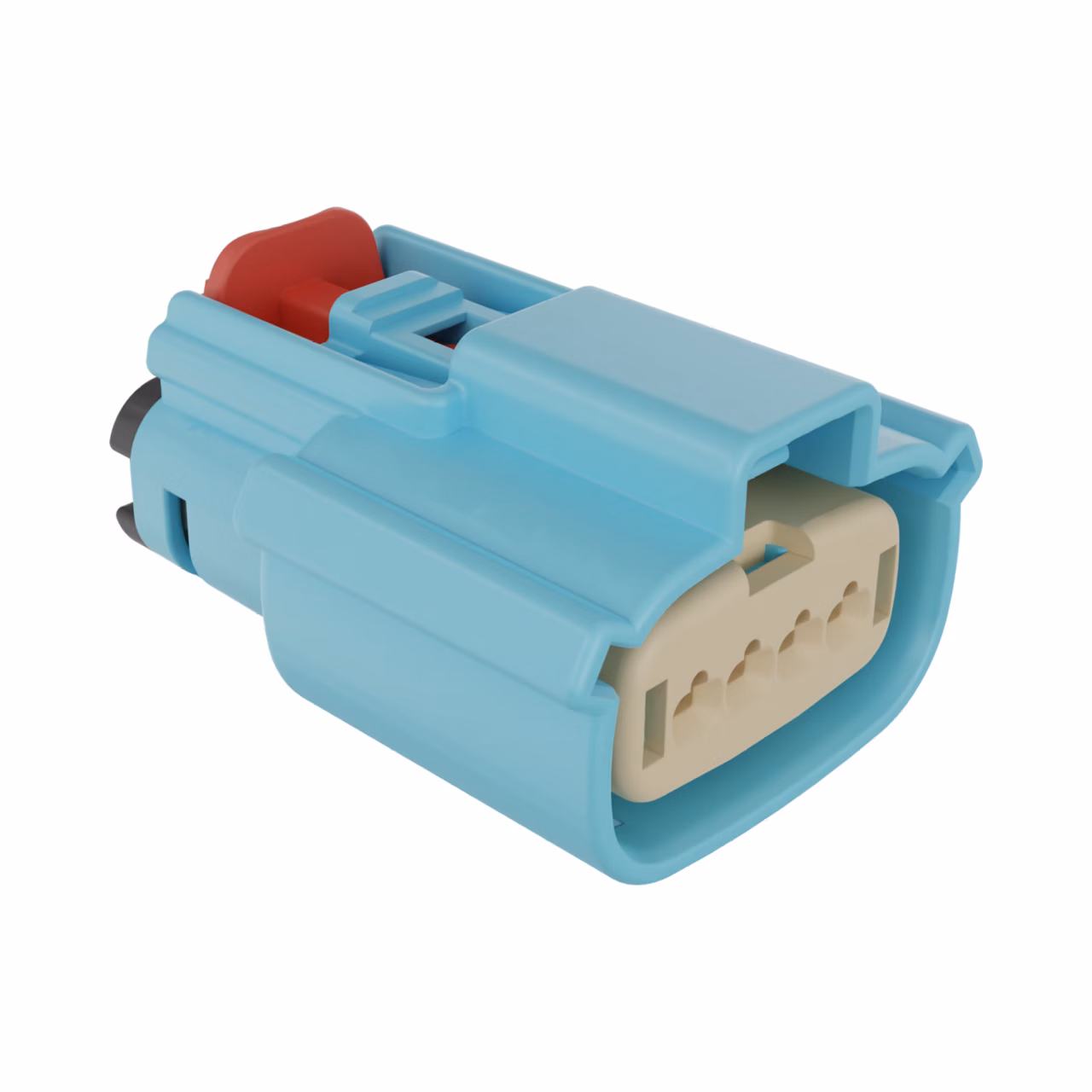 MX150 Mid-Voltage Mat-Sealed Female Connector Assembly, Single Row, 4 Circuits, 48V, Keying Option A, with Connector Position Assurance, Light Blue for sale