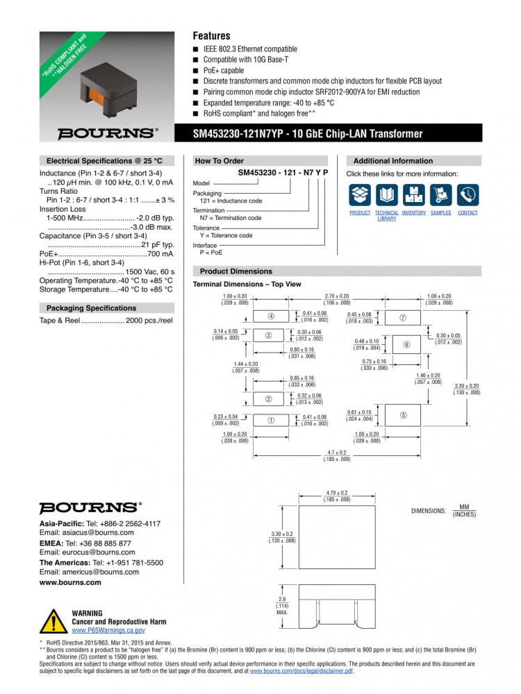 SM453230-121N7YP datasheet page 1