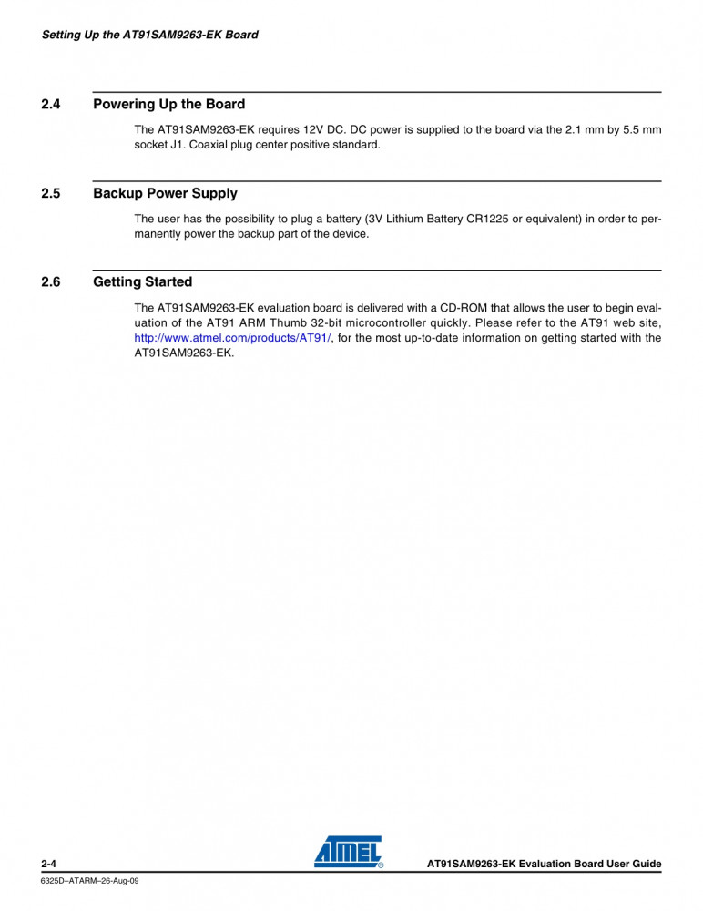 AT91SAM9263-EK documentation page 10