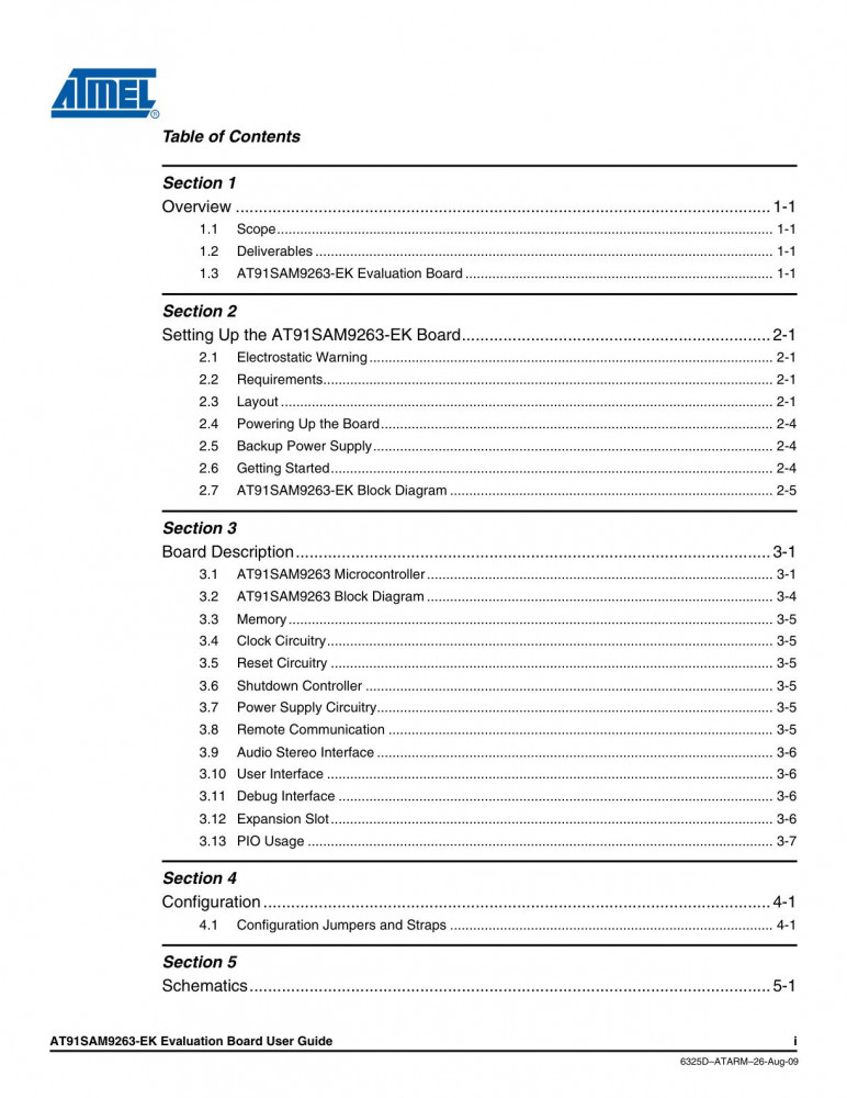 AT91SAM9263-EK documentation page 3