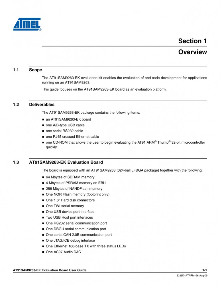 AT91SAM9263-EK documentation page 5