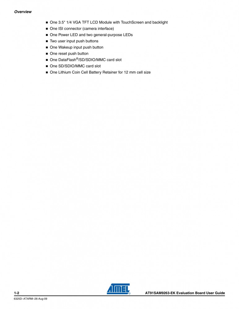 AT91SAM9263-EK documentation page 6