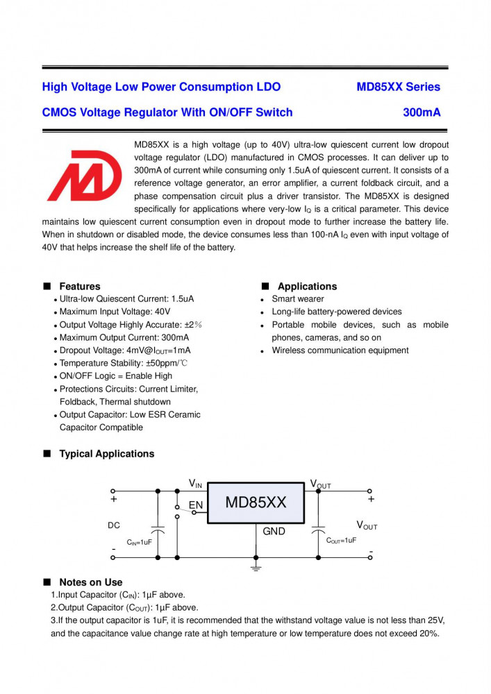 MD85XX datasheet page 1