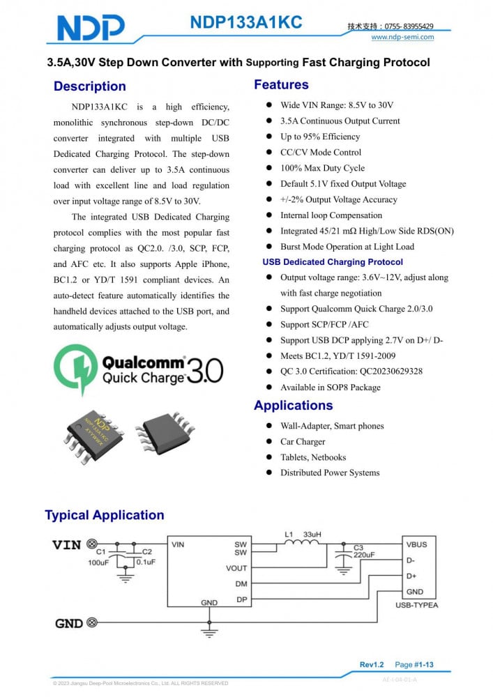 NDP133A1KC datasheet page 1