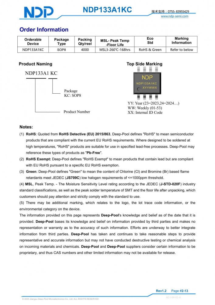 NDP133A1KC datasheet page 2