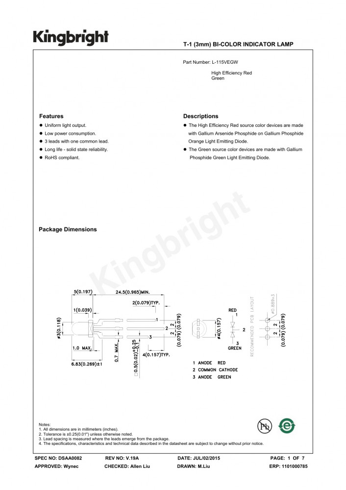 L-115VEGW datasheet page 1