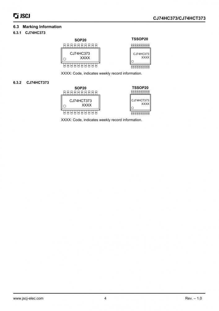 CJ74HC373BGN datasheet page 4