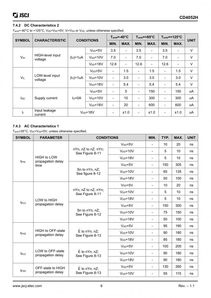 CD4052H datasheet page 6