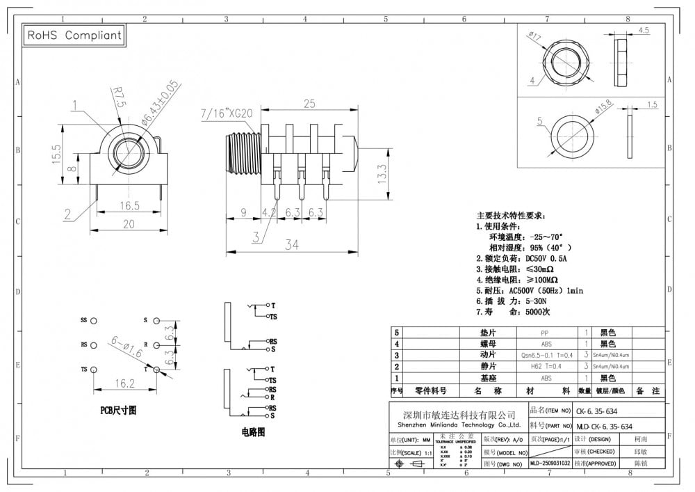 MLD-CK-6.35-634 technical drawing