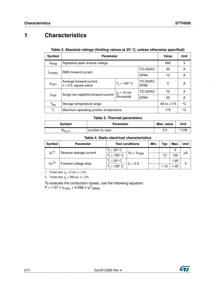 STTH506B-TR datasheet page 2