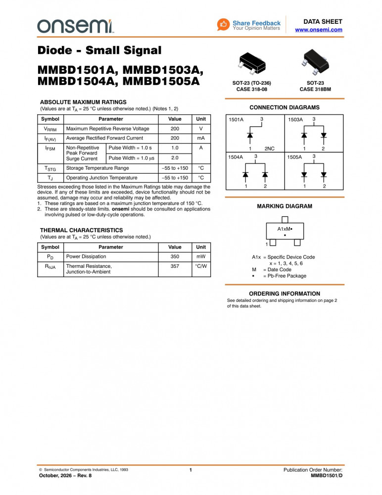 MMBD1503A document page 1