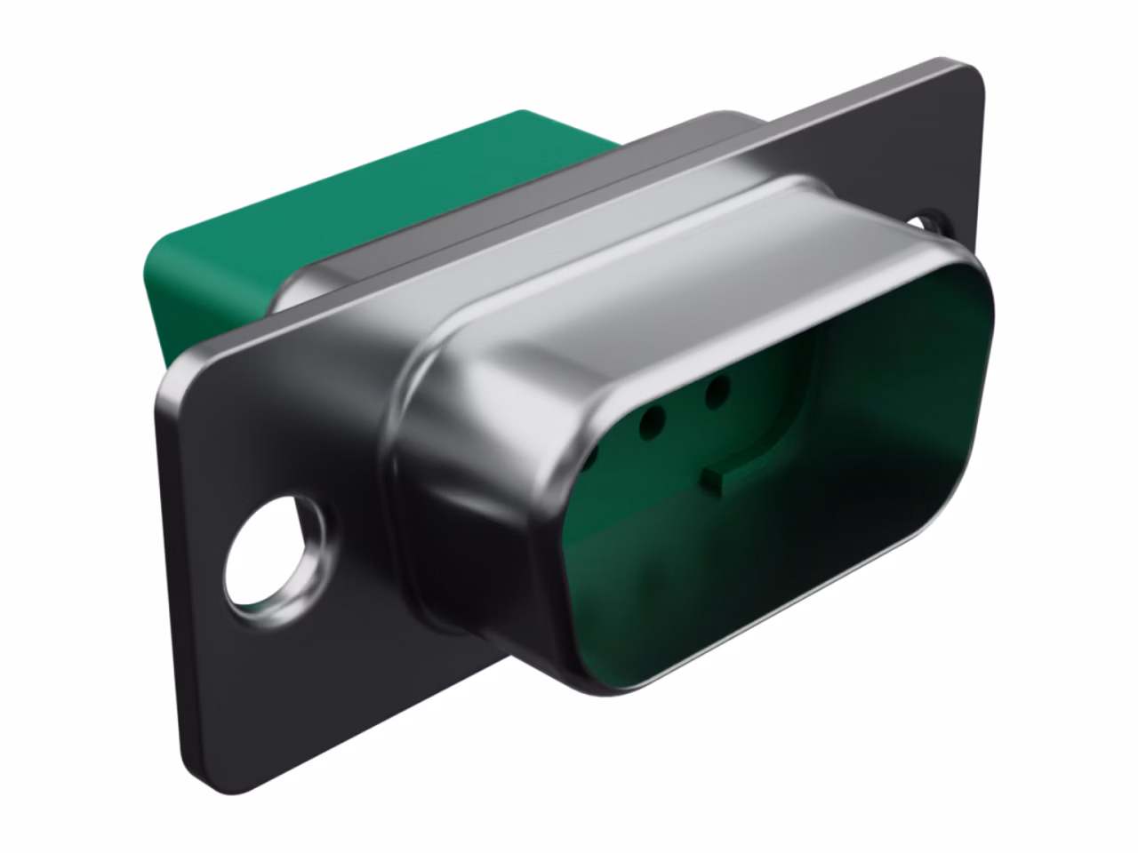 FCT Standard-Density D-Sub Crimp Housing, Male, Nickel Plated Shell without Dimples, 9 Circuits, Green Front and Rear Insulator, Crimp Contacts Not Included for sale