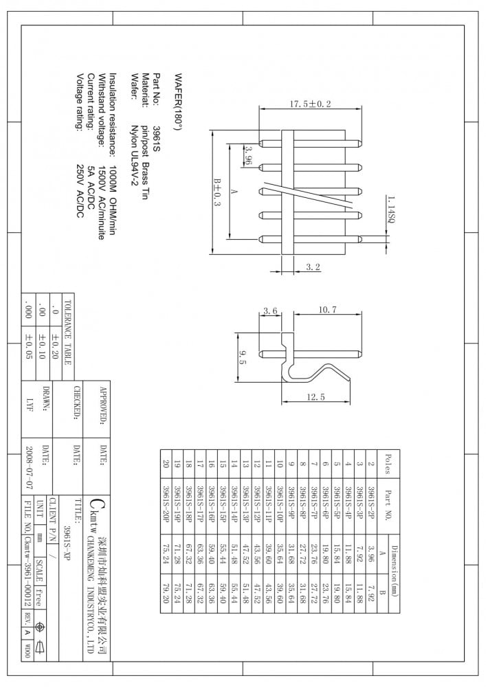 Ckmtw 3961S-XP technical drawing