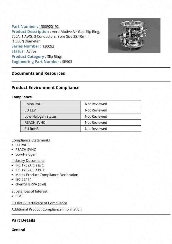 MOLEX 1300920192 product document image, page 1
