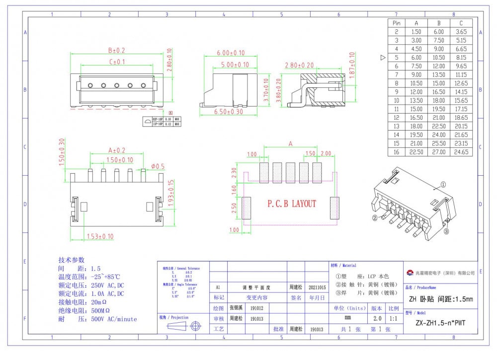 Megastar ZX-ZH1.5-6PWT technical drawing