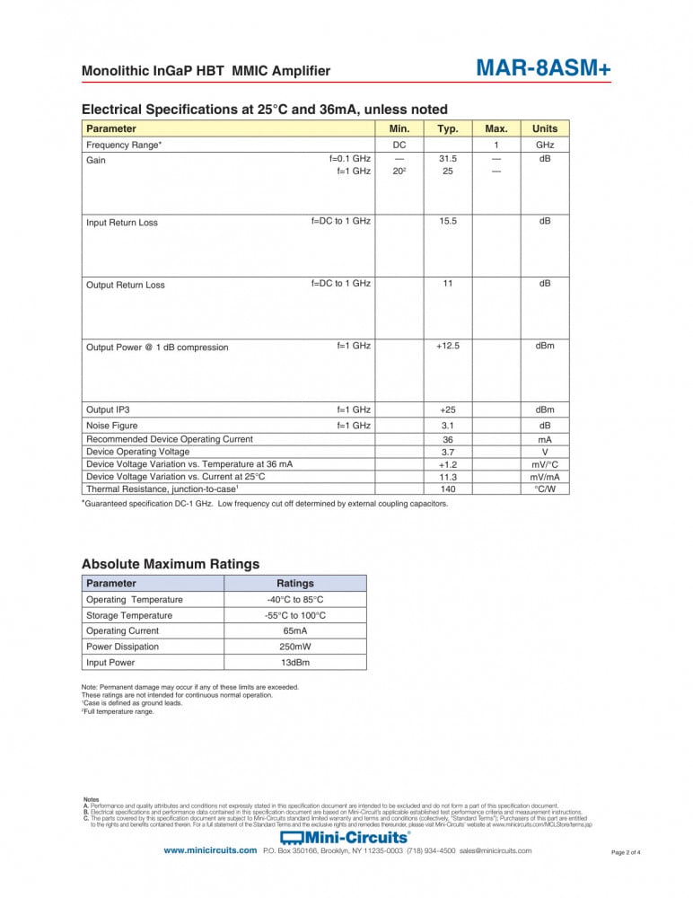 MAR-8ASM+ datasheet page 2