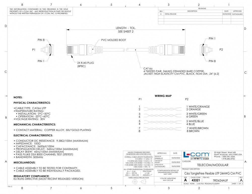 TRD624AUF technical drawing page 1