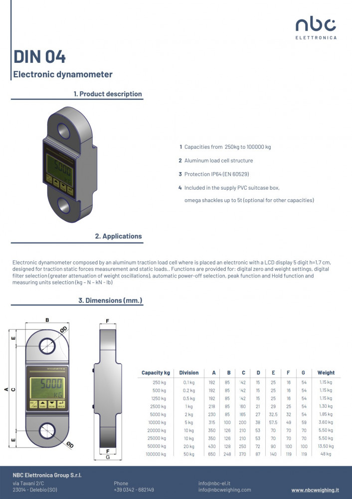 DIN 04 electronic dynamometer technical document, page 1