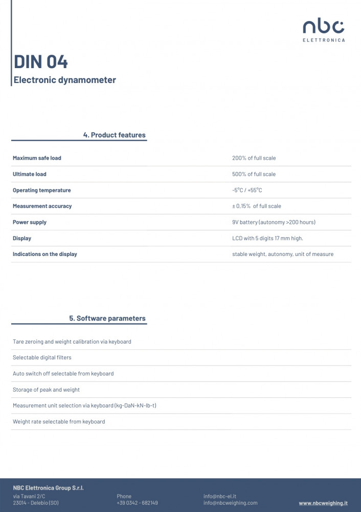 DIN 04 electronic dynamometer technical document, page 2