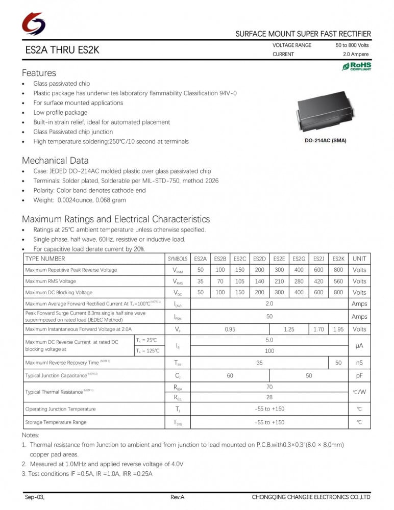 LangJie ES2D datasheet page 1