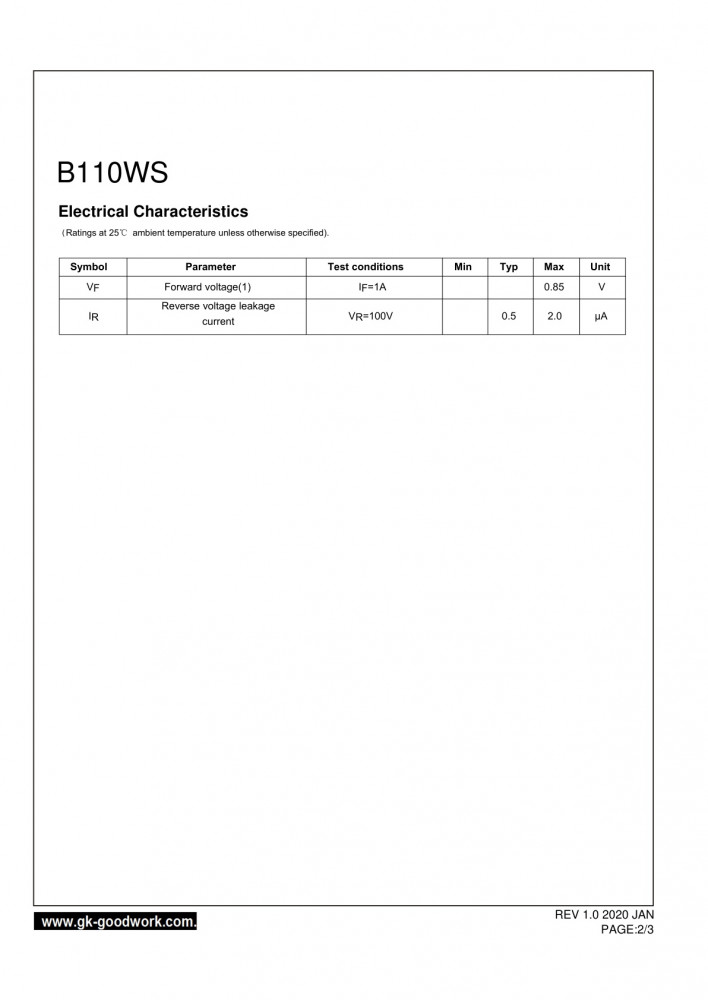 GOODWORK B110WS datasheet page 2